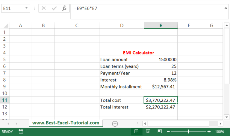 How To Calculate EMI In Excel Best Excel Tutorial