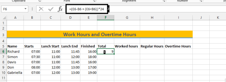 How to Calculate Overtime Hours in Excel - Best Excel Tutorial