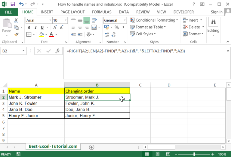 How to Write Name with Initials - Best Excel Tutorial