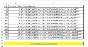 Cm to inches and inches to cm converter - Best Excel Tutorial