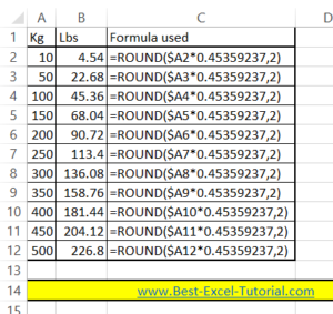 Kg to lbs and lbs to kg converter - Best Excel Tutorial