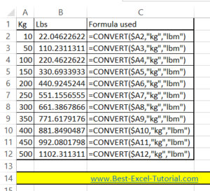 Kg to lbs and lbs to kg converter - Best Excel Tutorial
