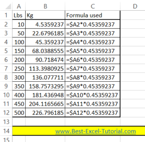 Kg to lbs and lbs to kg converter - Best Excel Tutorial