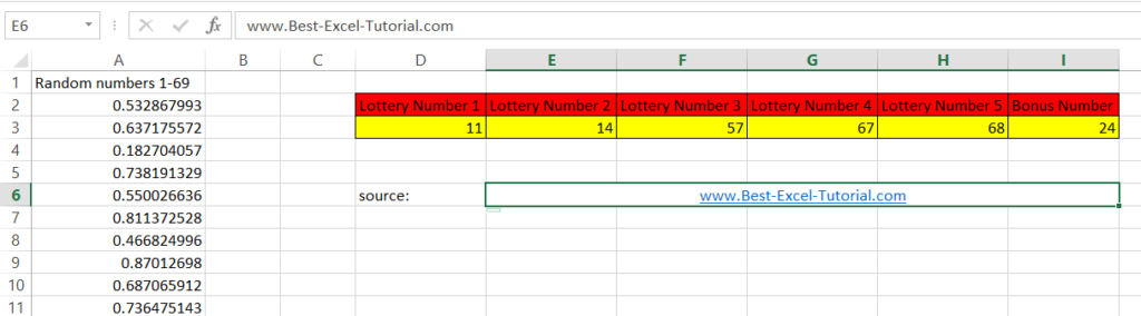 Lottery Number Generator In Excel Best Excel Tutorial